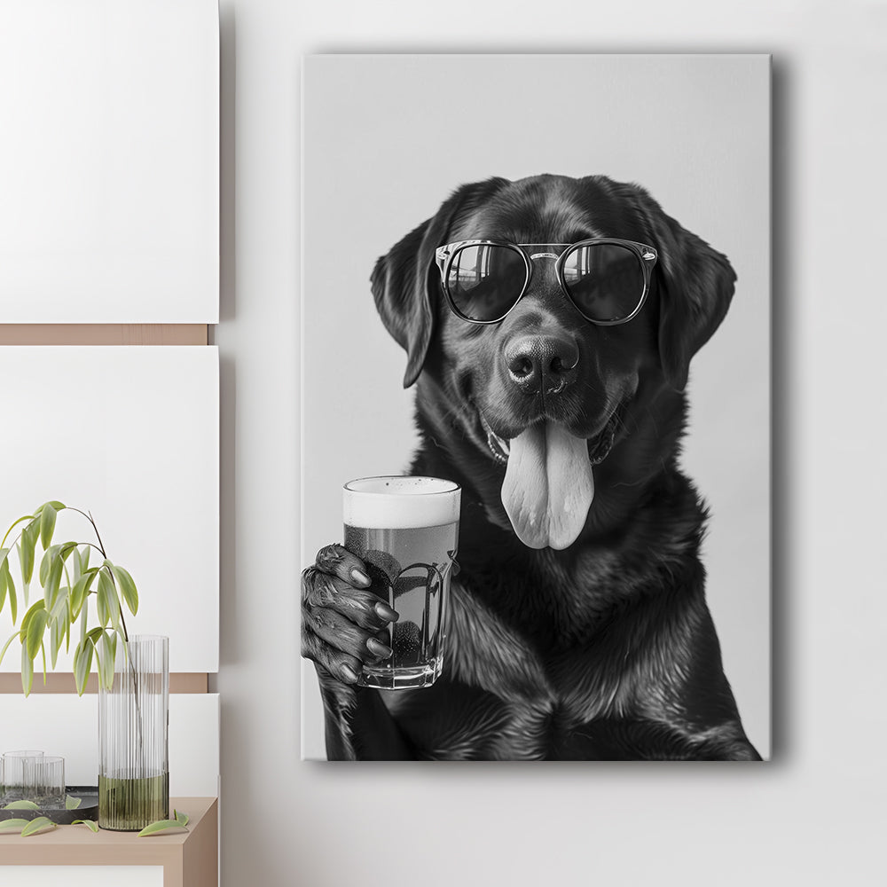 dogs drinking beer poster