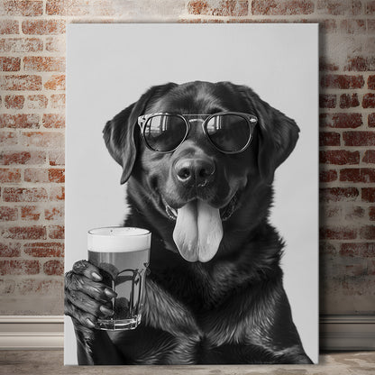dogs drinking beer poster